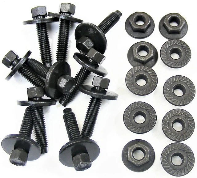 FORD BODY BOLTS & Flange Nuts- M6-1.0 x 28mm Long- 8mm Hex- 20 pcs ...