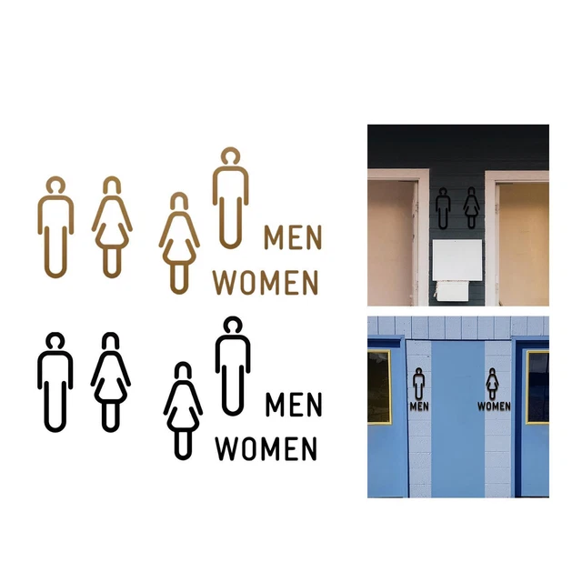 MALE FEMALE TOILET Sign Restroom Sign Figure Set Simple Retro Wall ...
