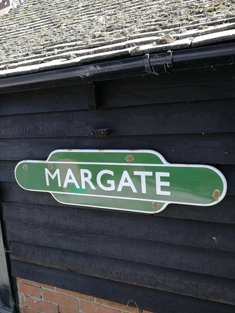 MARGATE TOTEM ENAMEL sign British Rail railway Margate sign UK RAIL ...