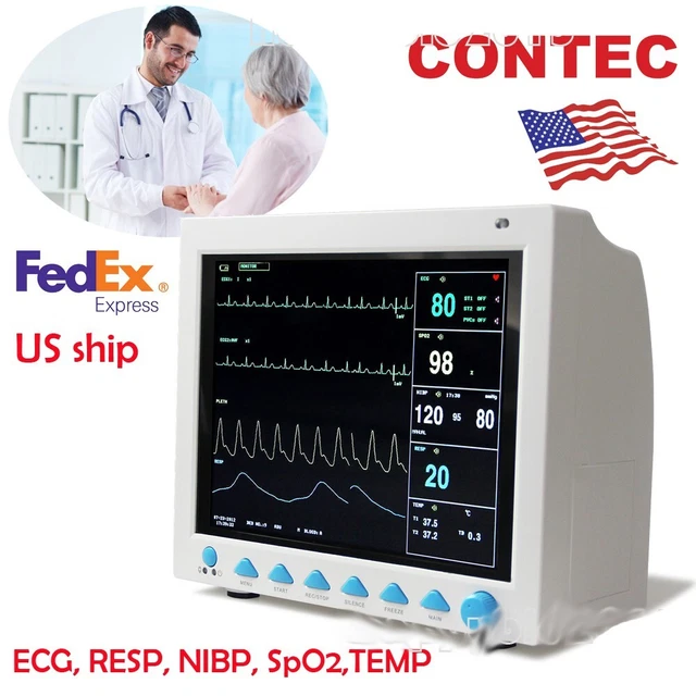 ICU/CCU 12.1'' COLOR TFT LCD Patient Monitor Multi-Parameter ECG SPO2 ...