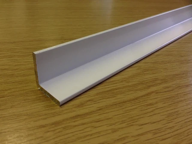 ALUMINIUM WHITE POWDER Coated Angle / Trim / Edging Various Sizes ...