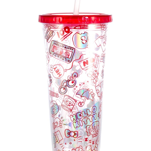 HELLO KITTY DOODLES 651ml Carnaval Tasse Avec Paille Et Couvercle EUR 30,13 - PicClick FR