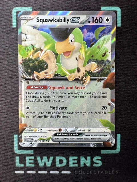 SQUAWKABILLY EX - 075/091 - Double Rare - Paldean Fates - Pokemon Card ...