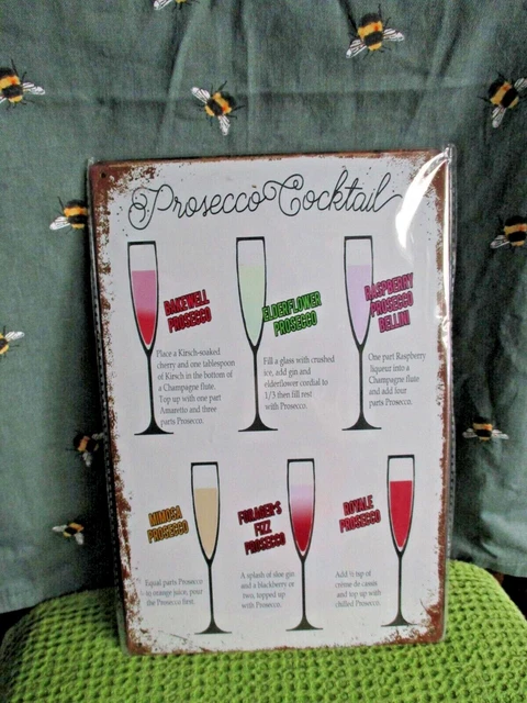 PROSECCO COCKTAILS RETRO/SHABBY Chic Style Tin Wall Sign/Plaque New ...