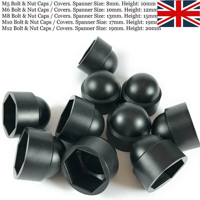 M5 M6 M8 M10 M12 M14 M16 M18 M20 Black Plastic Dome Nut Caps Bolt ...