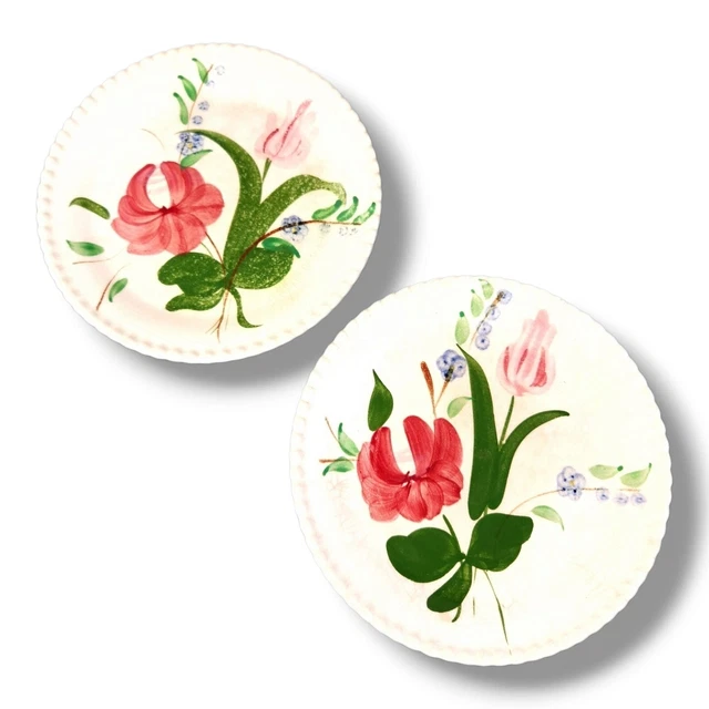 VINTAGE BLUE RIDGE Southern Pottery 6" Salad Plates in Bluebell Bouquet ...