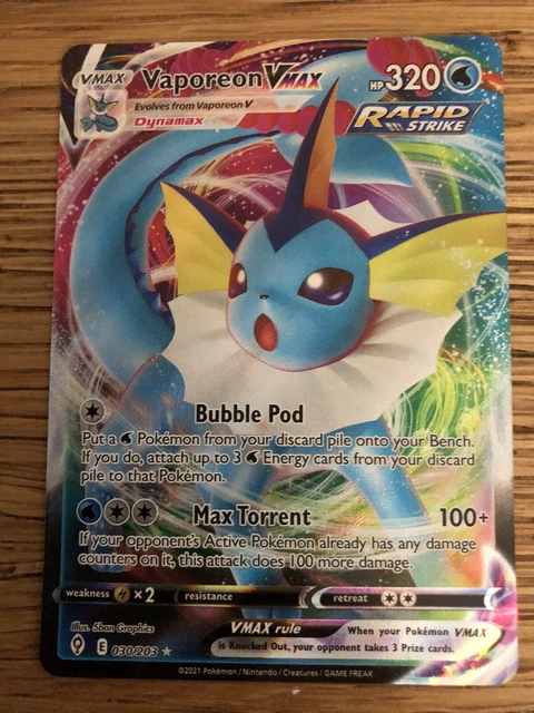 POKÉMON TCG VAPOREON VMAX Evolving Skies 030/203 Holo Ultra Rare EUR 4 ...