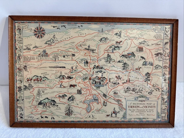 OLD PICTORIAL MAP Tryon And Vicinity - Vintage Art 19x12 £225.77 ...