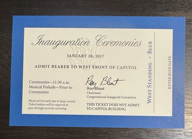 2017 DONALD TRUMP Presidential Inauguration Swearing In Ceremony Blue ...