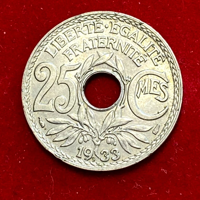 #6024 - 25 centimes 1933 Lindauer Cmes souligné SUP/SPL - FACTURE EUR ...
