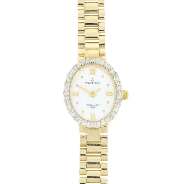 SOVEREIGN LADIES WATCH 9ct Gold Diamond Set Quartz Movement RW0513 EUR ...