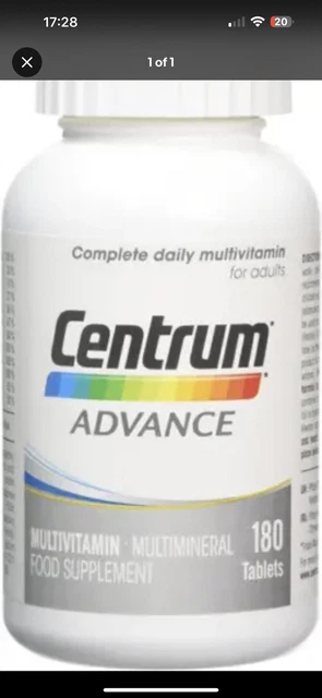 CENTRUM ADVANCE 50 Plus Multivitamin 180 Tablets 2 pack bundle £15.00 ...