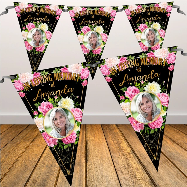 PERSONALISED IN LOVING Memory Memorial Funeral Photo Flag Banner ...