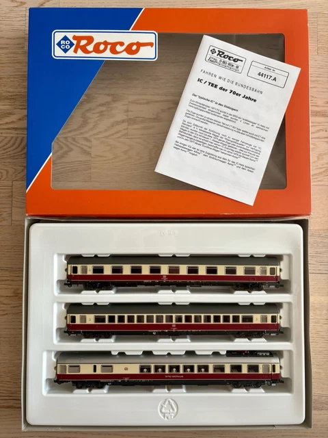 3ER SET ROCO HO 44117Personenwagen DB IC/TEE der 70er Jahre creme/rot ...
