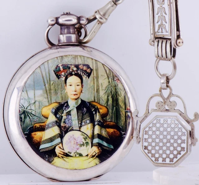 ANCIEN CHINOIS DUPLEX Poche Watch-Qing Dynastie Era-Bovet Argent Émail ...