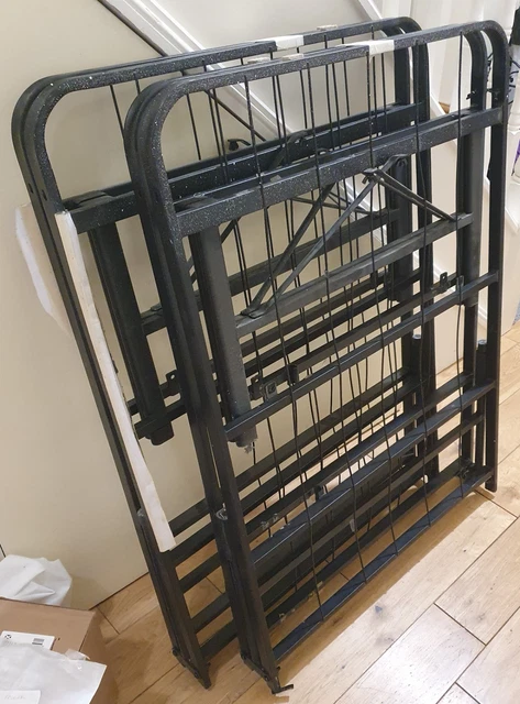 STANDARD DOUBLE BLACK Metal Folding Bed Frame Split COLLECT LONDON NW9 ...
