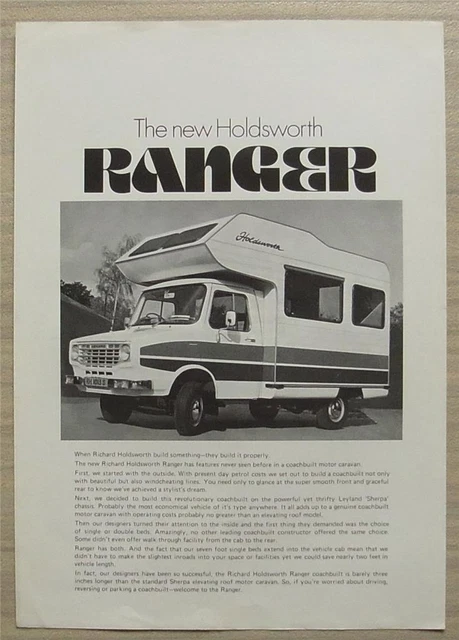 LEYLAND HOLDSWORTH RANGER MOTOR CARAVAN Sales Leaflet 1970s £11.99 ...