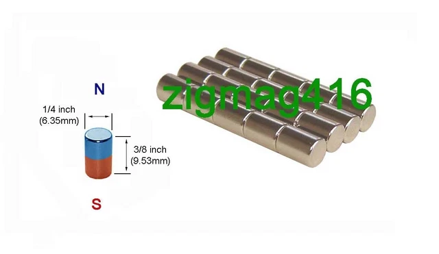 D1/4& X 3/8& thick, N52, Rare Earth, Neodymium, Cylinder Magnets - Pack ...