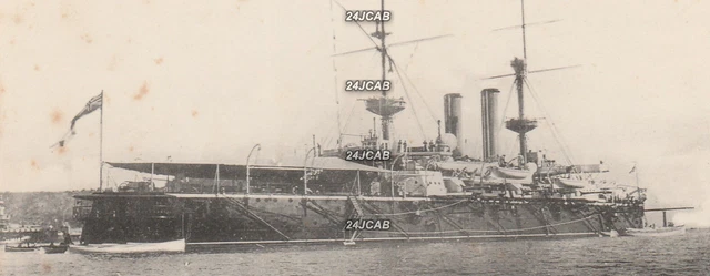ROYAL NAVY POSTCARD. HMS "Ramillies" pre-dreadnaught battleship. c 1905 ...