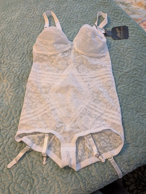 BODY SHAPER WITH Garters by Rago 36C. New with Tags White Lace Full ...