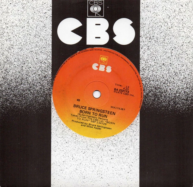 BRUCE SPRINGSTEEN BORN TO RUN Australian 1975 CBS Records RARE 7 ...