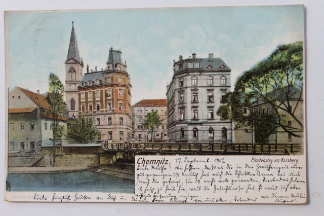 33911 LITHO AK Chemnitz Pfortensteg At Kassberg Houses And Church 1902 ...