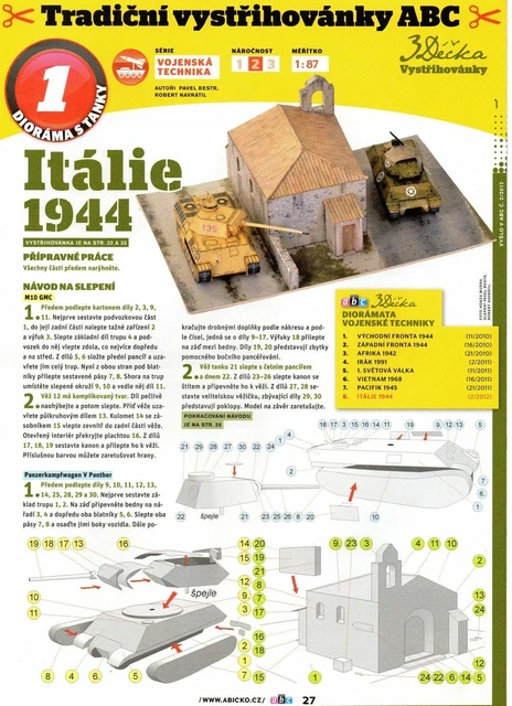 DIORAMA ITALY 1944 Tank PANTHER + M10 GMC Czech rare Paper Model 1 : 87 ...