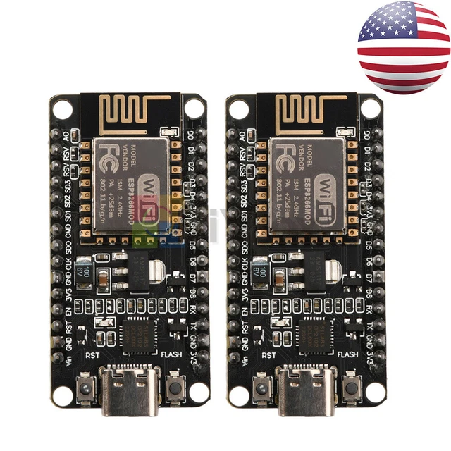 2X TYPE-C NODEMCU Lua V3 ESP8266 Module CP2102 ESP-12E WiFi Development ...