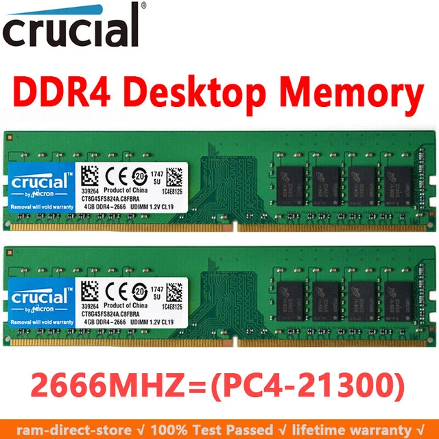 CRUCIAL DDR4 8 GB 2X4 GB 2666 MHz PC4-21300 288 pin memoria desktop ...