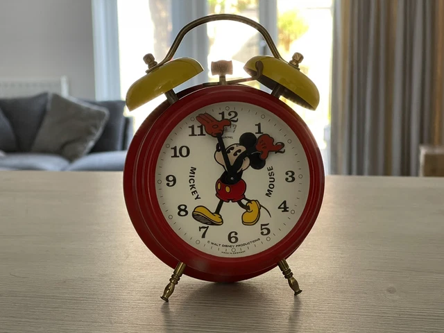 DISNEY MICKEY MOUSE Vintage Red Wind Up Alarm Clock 1987 Made in ...