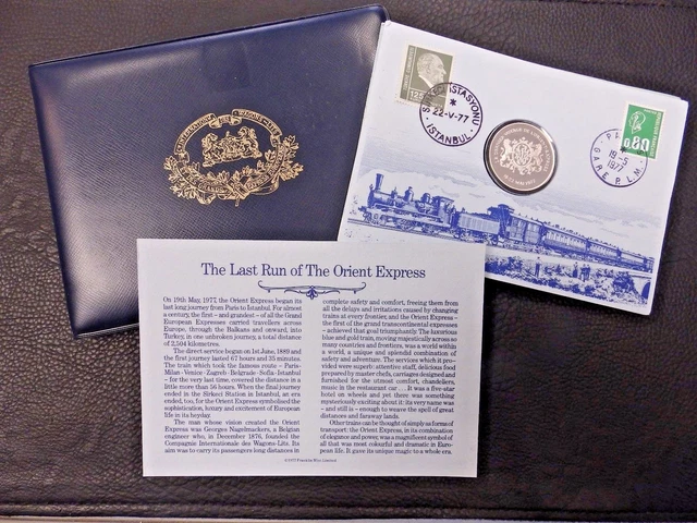 ORIENT EXPRESS SILVER Commemorative medal stamps Last Run 1977 Franklin ...