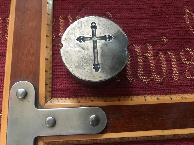 MATRICE SCEAU CROIX Crucifix Cross Ancien Poincon Metal Acier Gravure ...