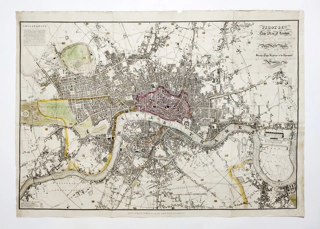 NEW PLAN OF LONDON original antique hand-coloured map J Pigot 1823 ...
