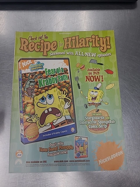 SPONGEBOB SQUAREPANTS FEAR Of A Krabby Patty Print Ad 2005 8x11 Wall ...