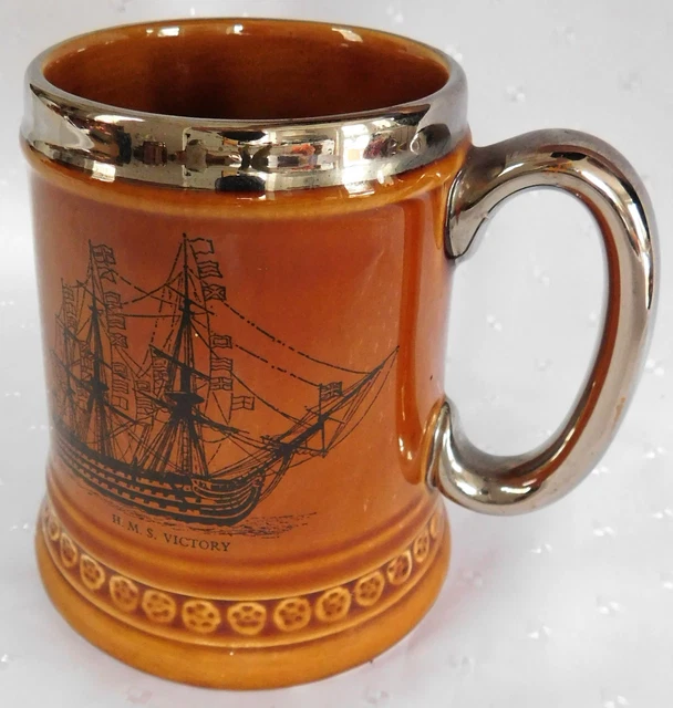 HMS VICTORY TANKARD Lord Nelson Pottery Vintage pint mug England ...