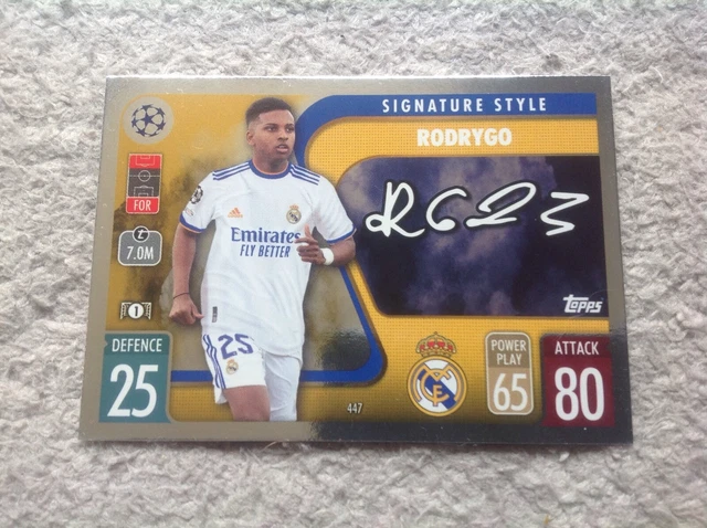 MATCH ATTAX 2021/2022 Rodrygo Signature Style Card - Real Madrid Foil ...