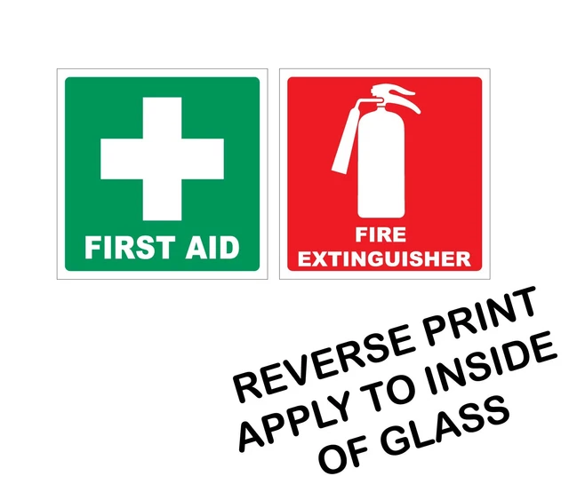 FIRE EXTINGUISHER SAFETY Sign Sticker Decal 9"x12" Red White Arrow Down ...