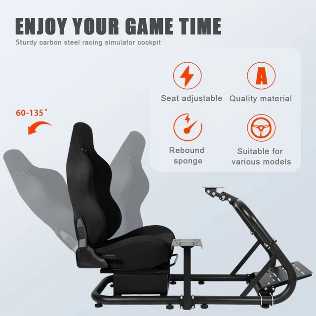 SUPLLUEER RACING SIMULATOR Cockpit with Black Seat,Fit Logitech G923 ...