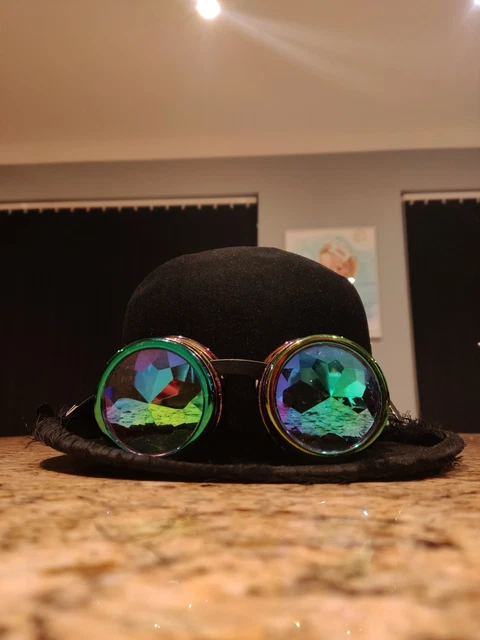 STEAMPUNK BOWLER HAT Goggles Dieselpunk Gothic Cyber Retro Cosplay.. £ ...