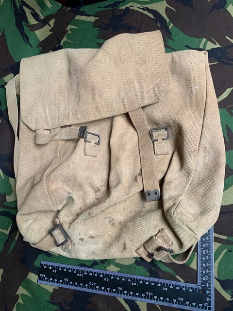 ORIGINAL BRITISH 37 Pattern Large Pack with Strap - RAF Grey Canvas WW2 ...