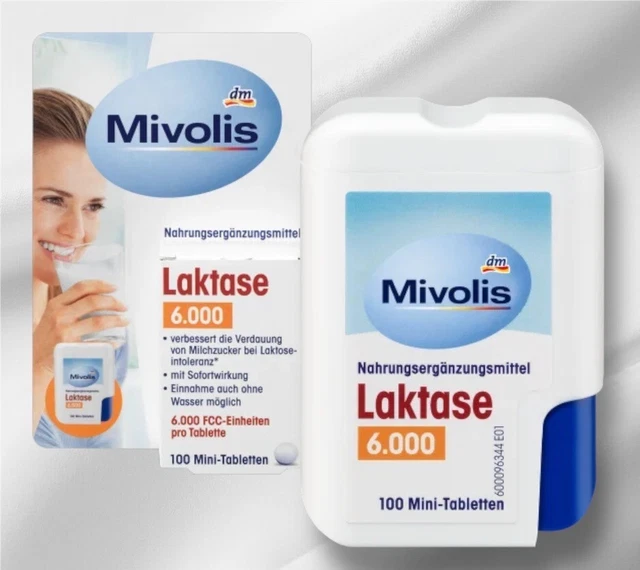 MIVOLIS LACTASE TABLETS 6,000, 100pcs Dietary Supplement For Lactose ...