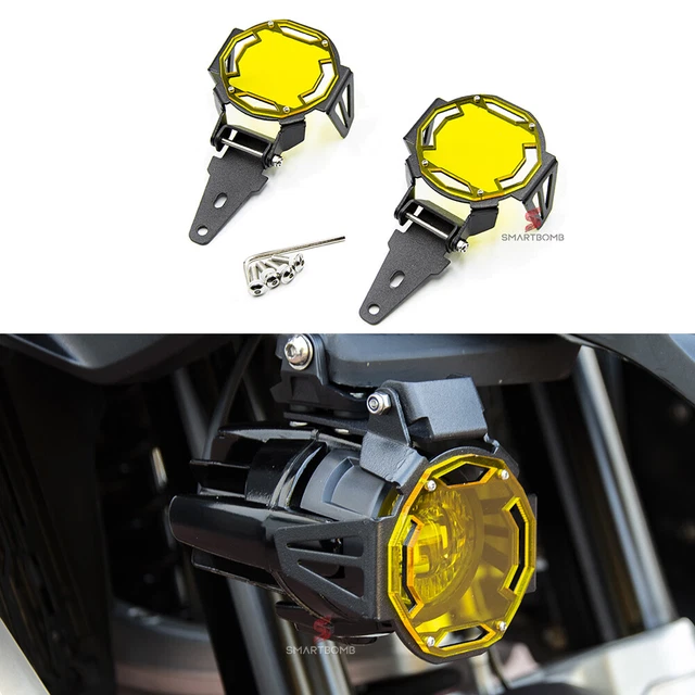 2 PROTEZIONI FARETTI moto colorati alluminio fari supplementari ...