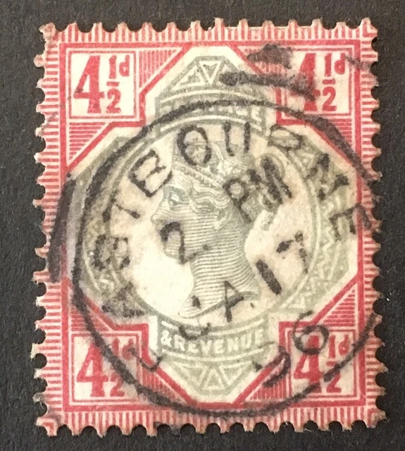 GB QUEEN VICTORIA "Jubilee Issue" 1892 VFU 4 1/2d Stamp (SG 206) LH £0. ...