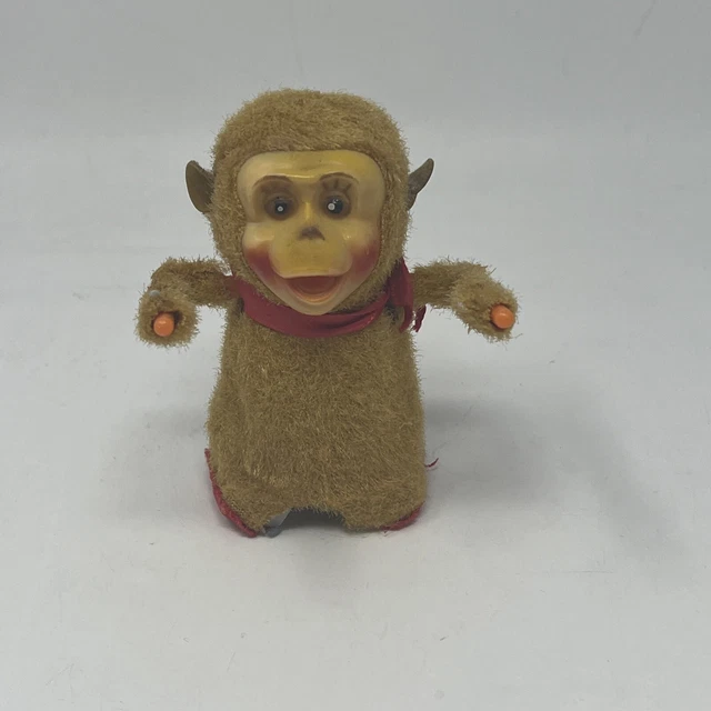 1950S? RARE VINTAGE Wind-Up Fuzzy Monkey Blushing Collectible Toy Old ...