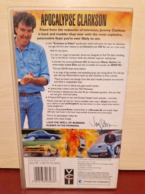 APOCALYPSE CLARKSON - Jeremy Clarkson - Cars - PAL VHS Video Tape (T256 ...