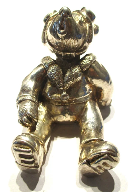 STERLING SILVER Filled "Biggles" Raf Teddy Pilot Figure Rare Hallmarked ...