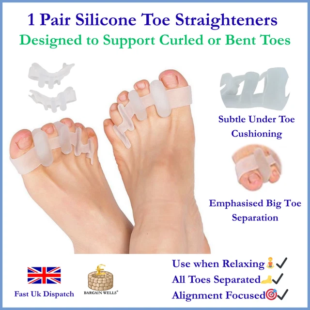 1 PAIR SILICONE Gel Toe Separators Straighteners Bunion Hammer Toe ...