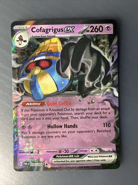 POKÉMON JCC COFAGRIGUS ex Paradox Rift 076/182 Holo Doble Raro EUR 2,27 ...