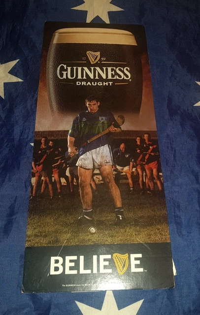 GUINNESS BELIEVE VINTAGE Advertising Promo Bar Man Cave Card Stand £20. ...
