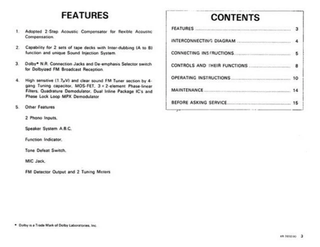 KENWOOD KR-7600 RECEIVER OWNER'S MANUAL and SERVICE MANUAL £14.82 ...